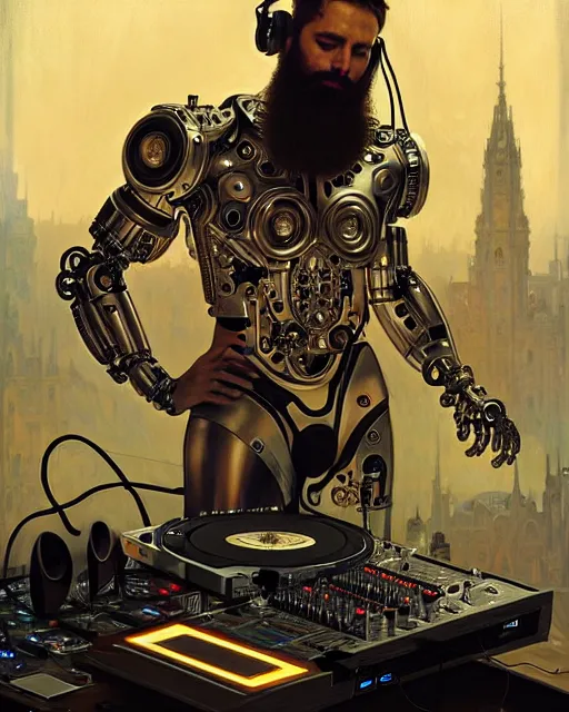 A steampunk DJ, art by M.C. Escher | Stable Diffusion