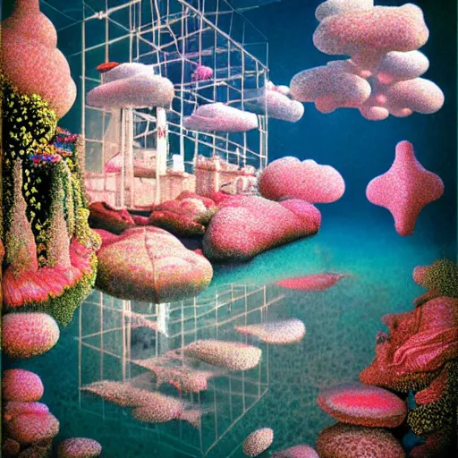 underwater geometric liminal spaces, party balloons, | Stable Diffusion ...