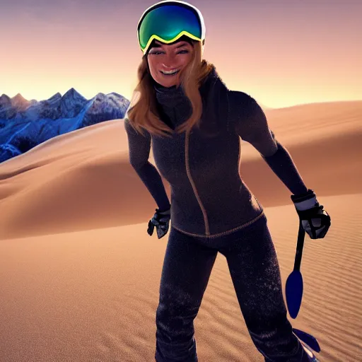 a photorealistic of actress jane seymour skiing on a | Stable Diffusion | OpenArt