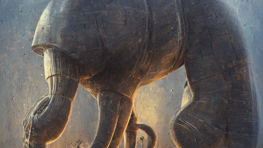 a portrait of giant elephant of sci fi metallic human | Stable ...
