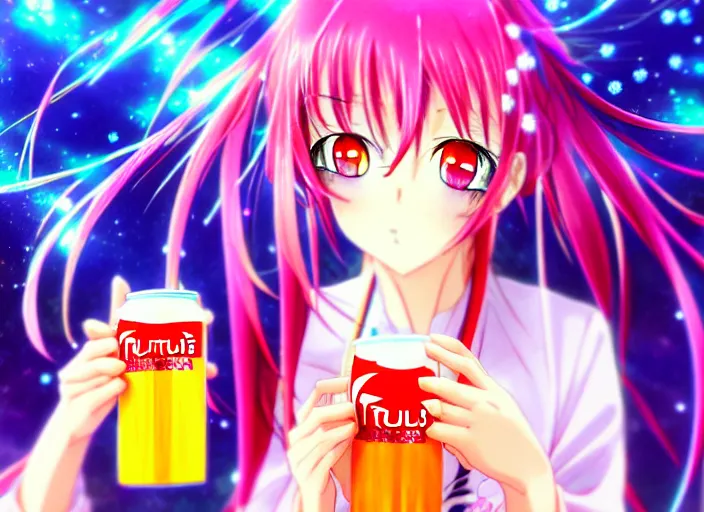 anime girl drinks energy drink, colorful, tsuruta | Stable Diffusion ...
