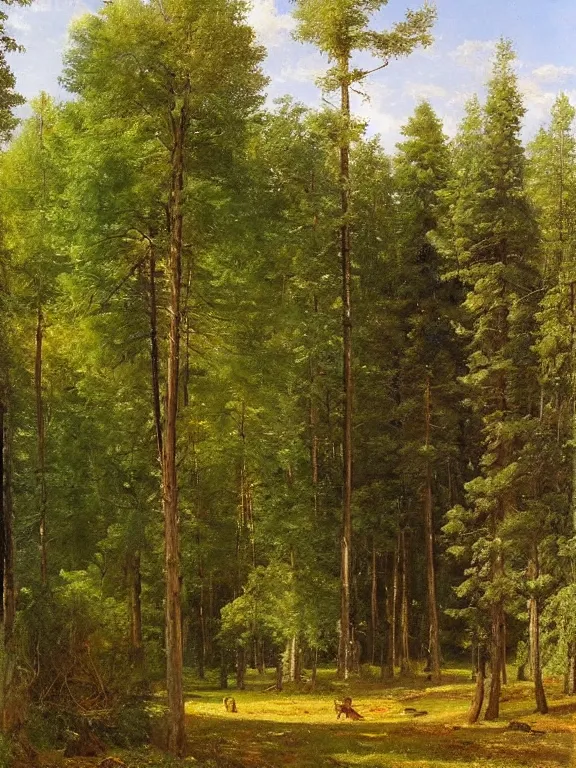 Ivan Shishkin painting of a beautiful burger hiding at | Stable Diffusion | OpenArt
