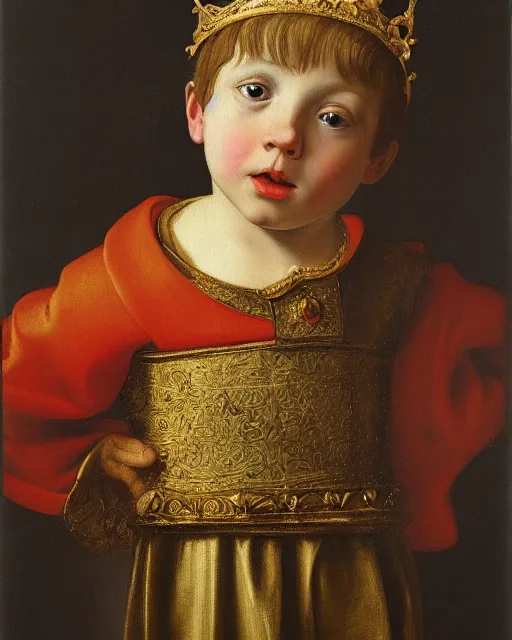 a painting of a young boy wearing a crown, a flemish | Stable Diffusion