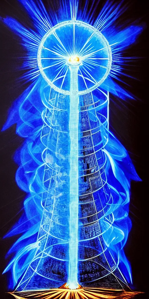 a blue fire glows around the fiery lighthouse ego - | Stable Diffusion | OpenArt