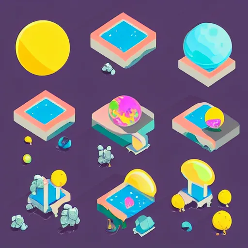 cute isometric planets | Stable Diffusion