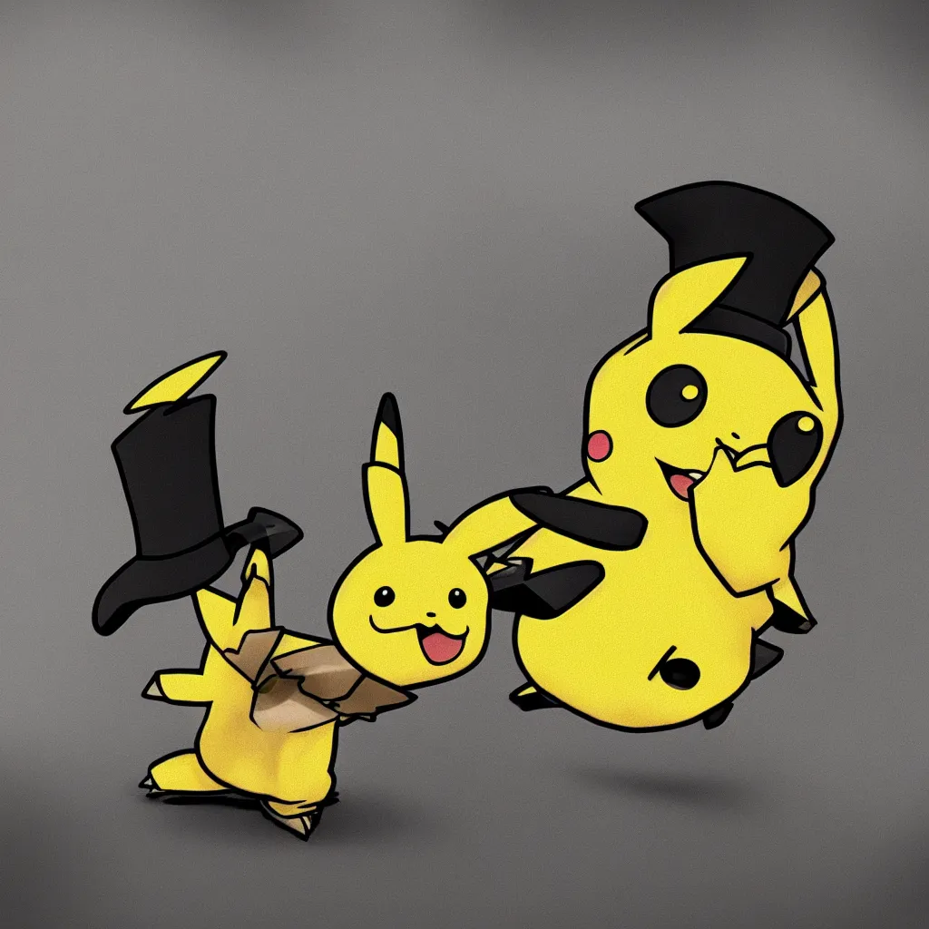 Happy Pikachu in a top hat and monocle on a boat, 4k | Stable Diffusion ...