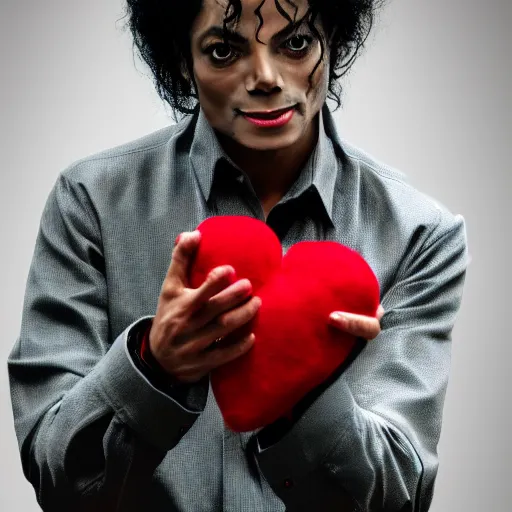 photography of michael jackson holding a plush heart, | Stable ...