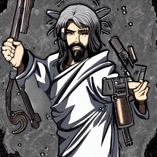 jesus in an anime style between heaven and hell | Stable Diffusion ...