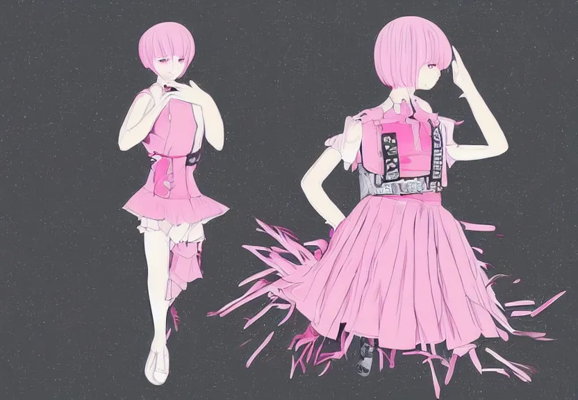 little android girl with eccentric pink haircut | Stable Diffusion ...
