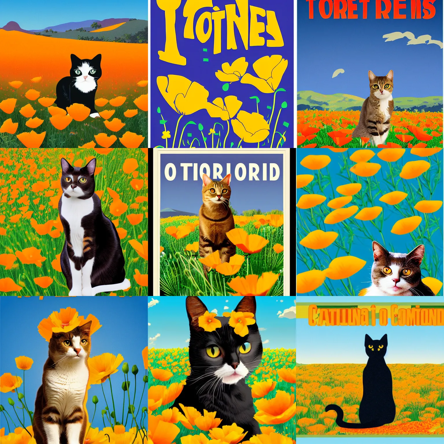 2D retro travel poster image of a cat sitting in | Stable Diffusion ...