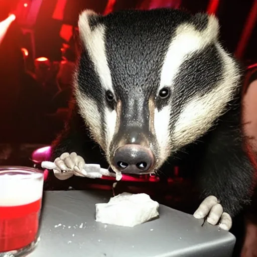 anthropomorphic badger snorting cocaine!!!!!!!! at | Stable Diffusion