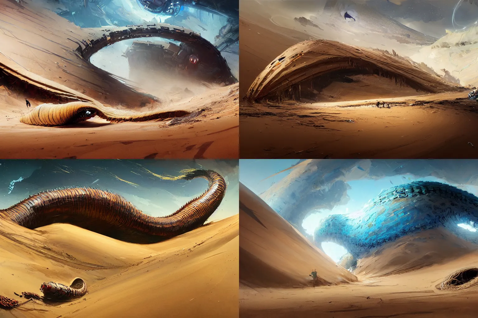 concept art of a monster sand worm emerging from sand | Stable ...
