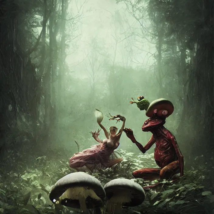 Carnivore godlike scary fairy eating a frog alive , | Stable Diffusion ...