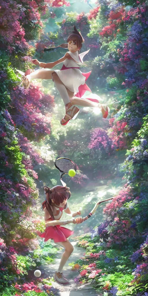 ONE elf playing tennis on a tennis court made of | Stable Diffusion ...