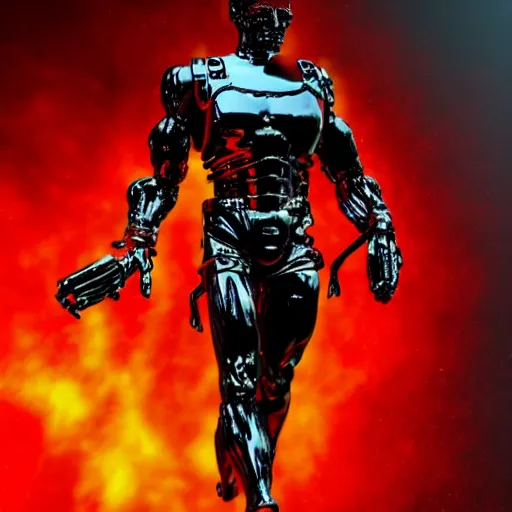 The T800 terminator wears a red woman dress, 4k, ultra | Stable Diffusion