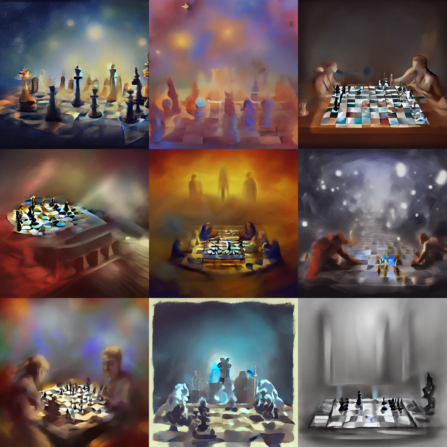 chess game between gods, impressionist drawing, | Stable Diffusion ...