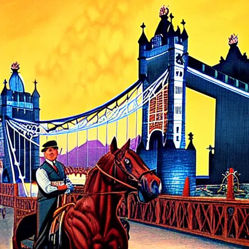 hitler riding a horse over the tower bridge | Stable Diffusion | OpenArt
