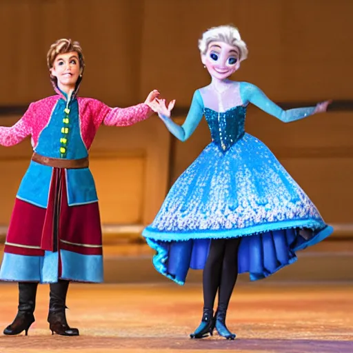 A photograph of Else and Anna from Frozen dancing as | Stable Diffusion ...