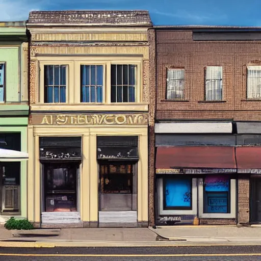 a row of storefronts, with a doorway in the middle | Stable Diffusion ...