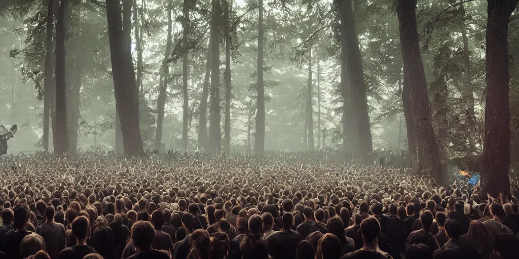 the band radiohead performing in the forest with the | Stable Diffusion ...