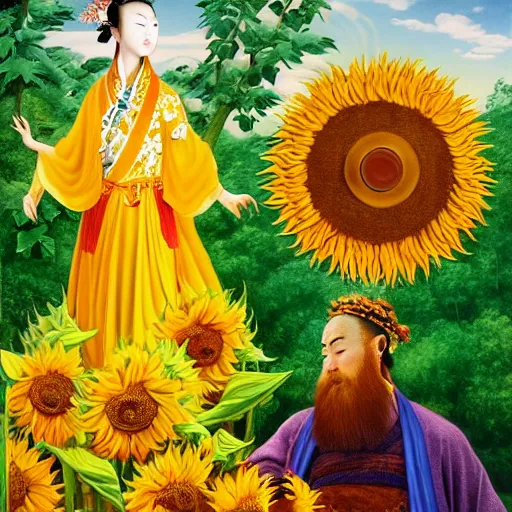 The Chinese goddess of sunflowers meeting with the | Stable Diffusion ...