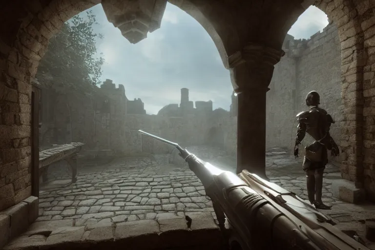 first person point of view of a gunner in a medieval | Stable Diffusion