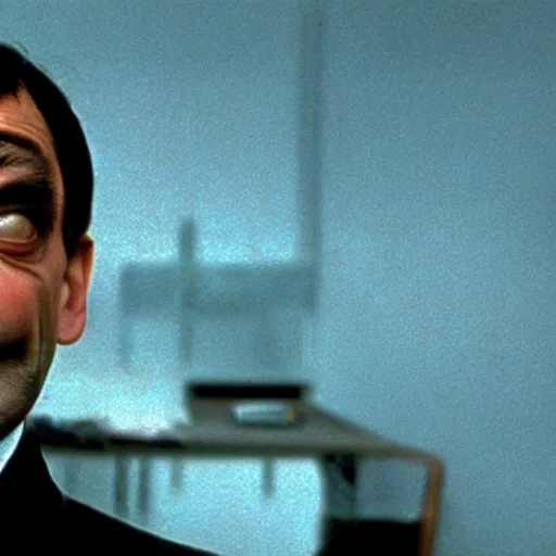 A still of Mr Bean in The Matrix | Stable Diffusion