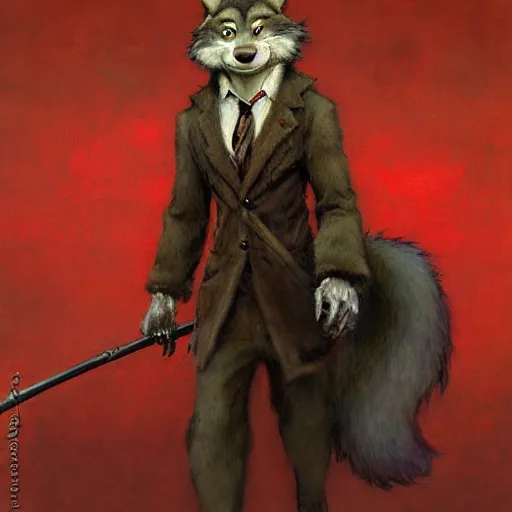 a male ratwolfman rat wolf man in a red kimono furry | Stable Diffusion ...