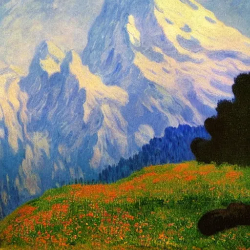 achingly beautiful painting of alpine swiss mountains | Stable Diffusion