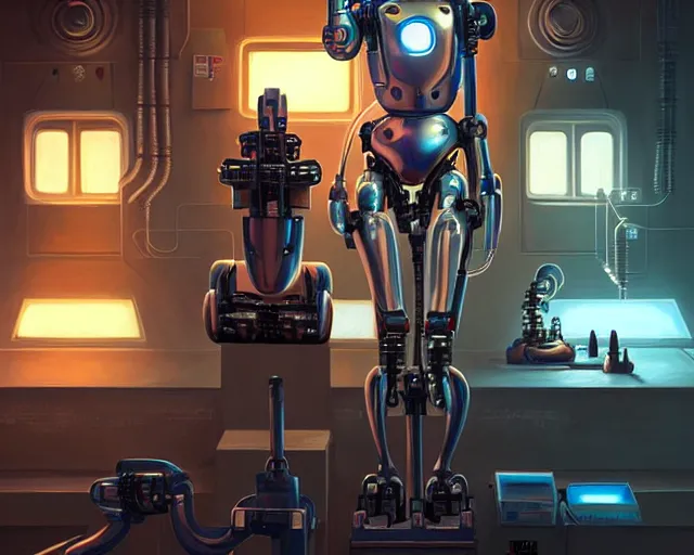 painting of the ai robotic core, factory machines, | Stable Diffusion ...