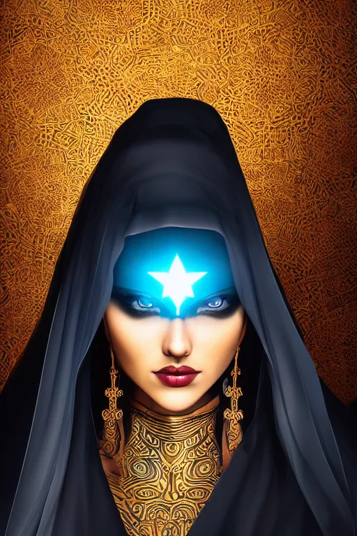 a female prophet with Black Hair. She have a needle in | Stable ...