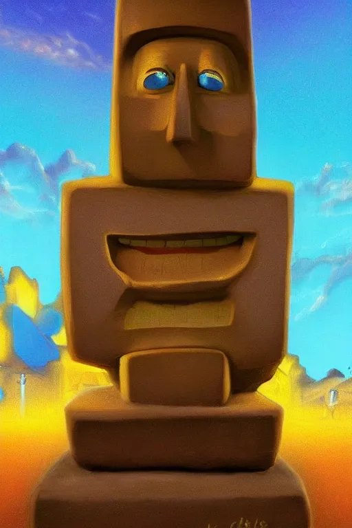 bill cipher moai statue popart slap face caricature | Stable Diffusion