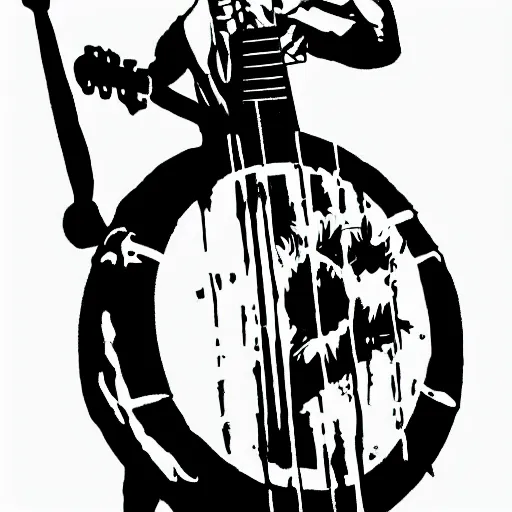 punk grunge stencil art of a Rat playing banjo | Stable Diffusion