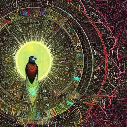 a mechanical bird flies within the matrix over the | Stable Diffusion ...