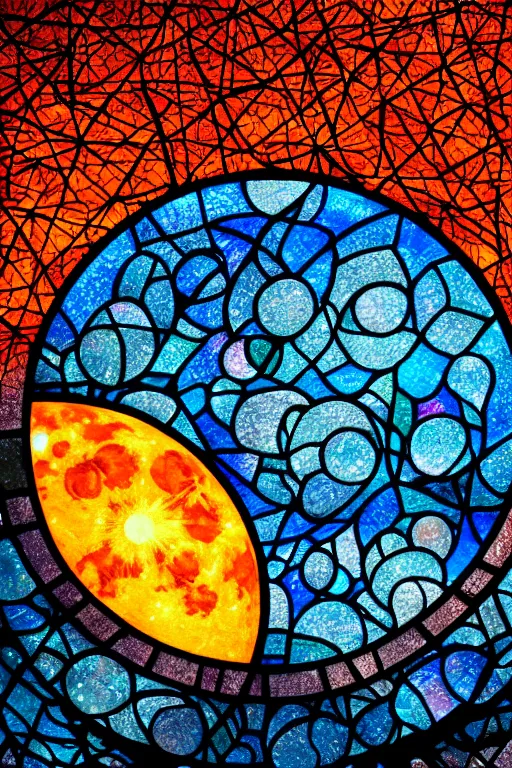 lunar eclipse in the style of a stained glass window, | Stable ...