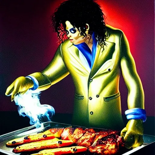 michael jackson cooking a bbq, abstract oil painting | Stable Diffusion ...