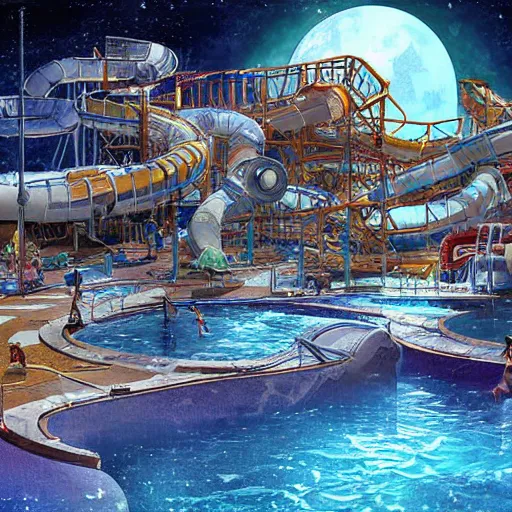a waterpark on the moon, digital art, highly detailed, | Stable Diffusion | OpenArt