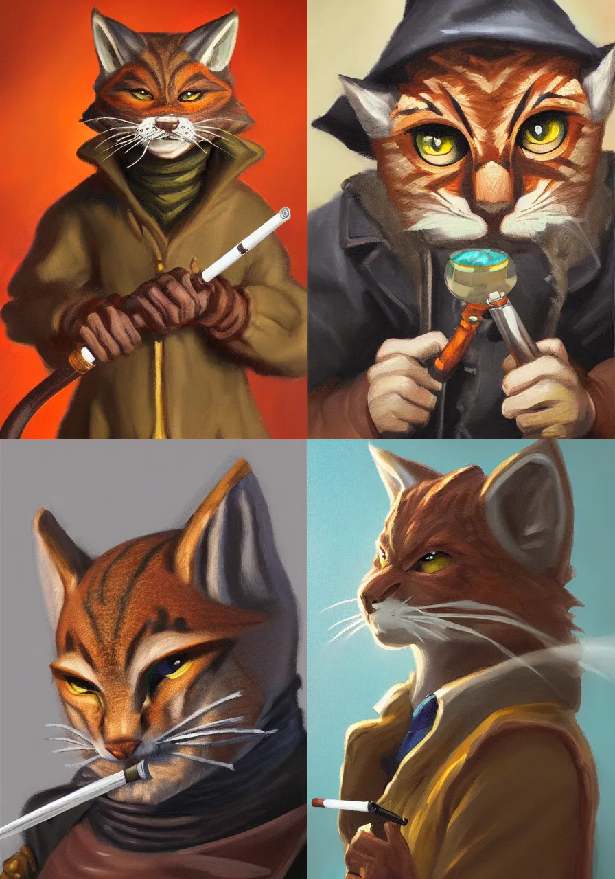 expressive portrait of the tawny ragged tabaxi rogue | Stable Diffusion ...