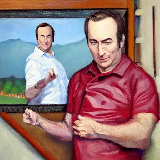 oil painting of bob odenkirk as gene takovic working | Stable Diffusion