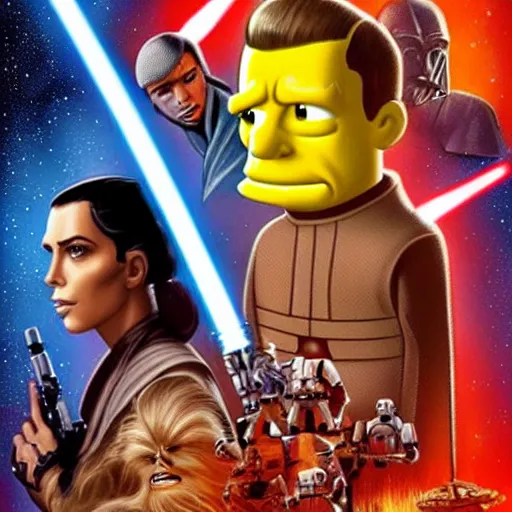 detailed star wars movie poster with bart simpson and | Stable ...