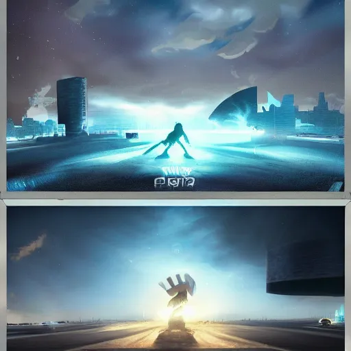 Movie being projected in entire sky, award winning | Stable Diffusion ...