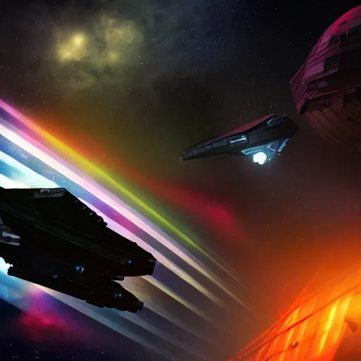 spaceship made of multicolored shipping containers, | Stable Diffusion