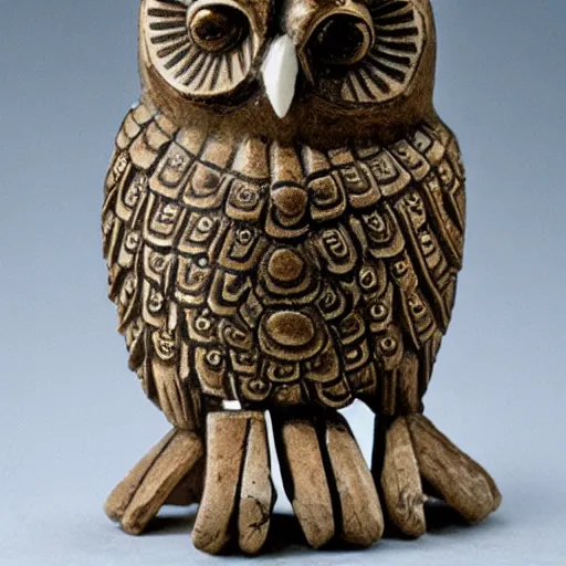 ornate small owl idol made of bone with intricate | Stable Diffusion ...