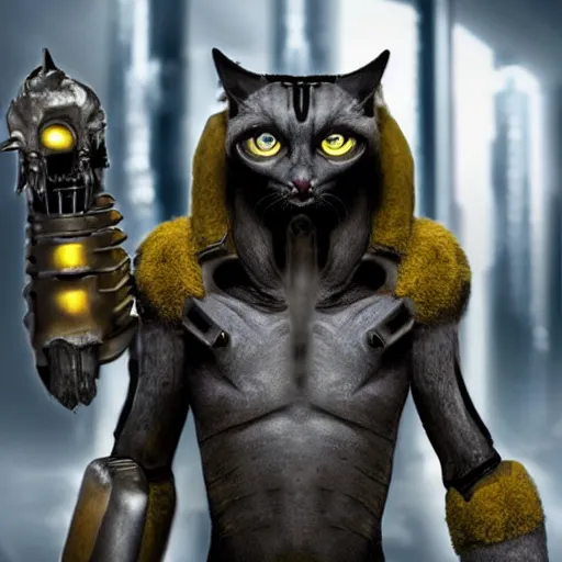 still of a humanoid with cat-like features, yellow | Stable Diffusion ...