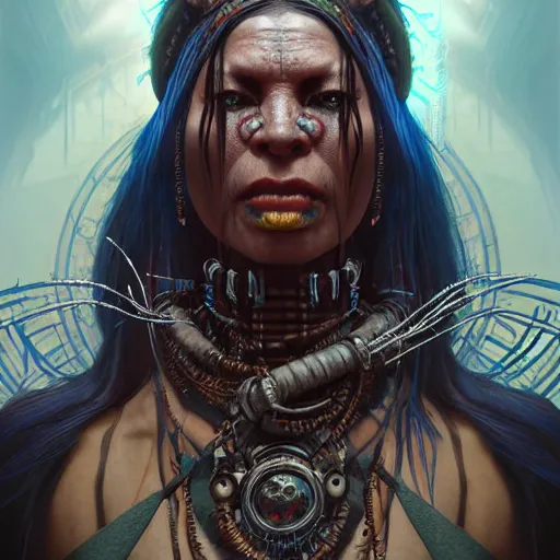 portrait painting of a cyberpunk orc shaman woman, | Stable Diffusion ...