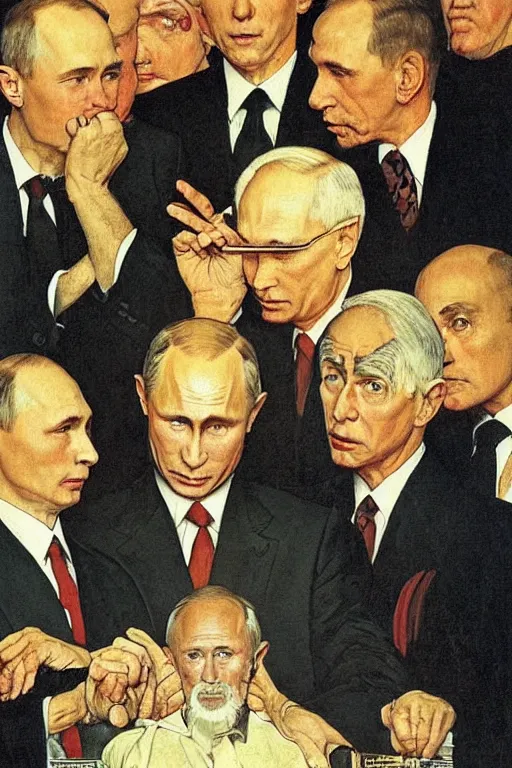vladimir putin. masonic painting by norman rockwell | Stable Diffusion ...