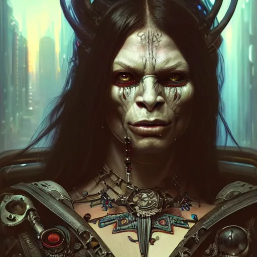 portrait painting of a cyberpunk orc shaman woman, | Stable Diffusion ...