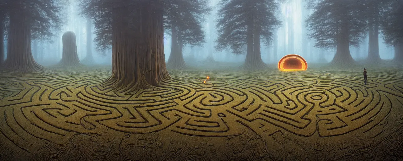 painting labyrinth with redwood trees, crop circles, | Stable Diffusion ...