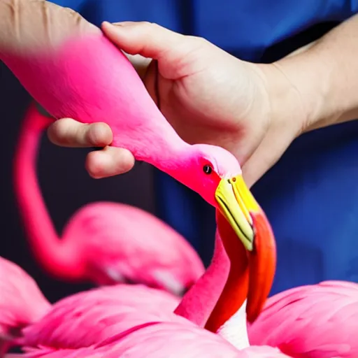surgeon holding pink flamingo hand | Stable Diffusion | OpenArt