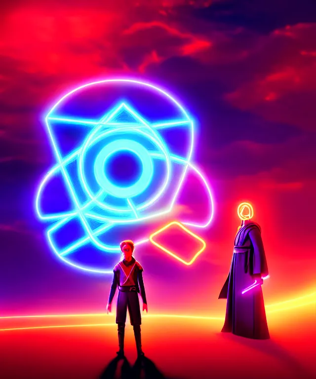 Portrait of a young solo mage wizarding glowing neon | Stable Diffusion ...